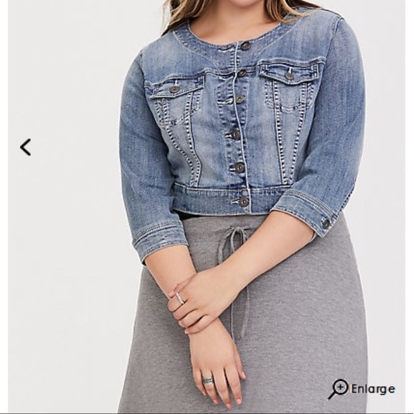 torrid | Jackets & Coats | Nwt Torrid Size 4 Cropped Denim Jacket ...